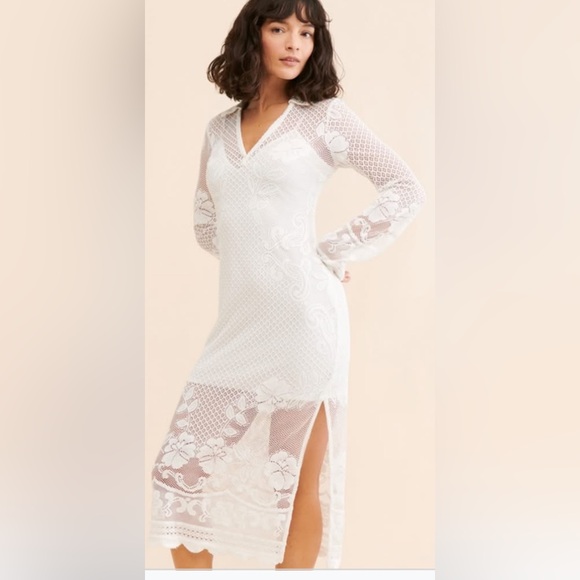 SAYLOR | Dresses | Saylor White Lace Midi Dress | Poshmark